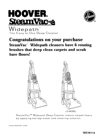 HOOVER Deep Cleaner Widepath LS Owner's Manual | Manualzz