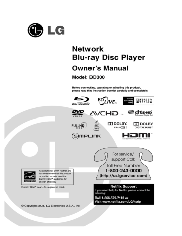 LG BD300 Blu-Ray Player Owner’s Manual | Manualzz