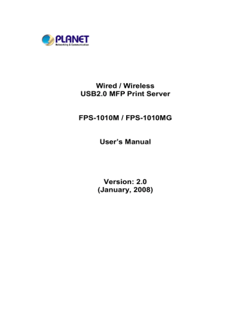PLANET print server FPS-1010M, FPS-1010MG User's Manual | Manualzz
