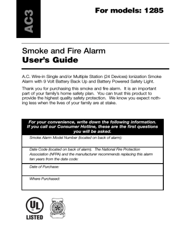 KIDDE AC3 1285 Smoke Alarm User Guide | Manualzz