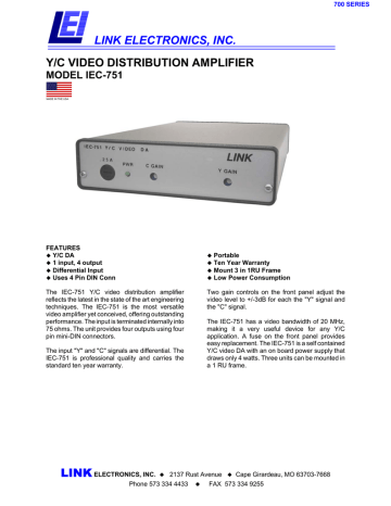 LINK ELECTRONICS 700 SERIES IEC-751 Datasheet | Manualzz