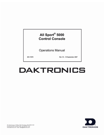 Control Console All Sport 5000 Operations Manual | Manualzz