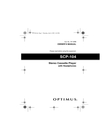 Optimus SCP-104 Stereo Cassette Player Owner's Manual | Manualzz