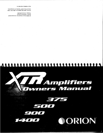 ORION XTREME 375, 500, 900, 1400 Amplifier User Manual | Manualzz