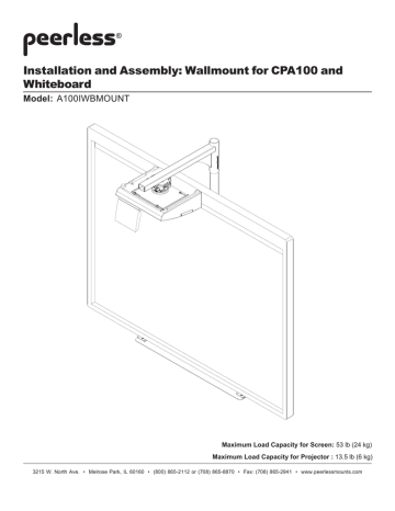 Peerless A100IWBMOUNT Wallmount Installation | Manualzz