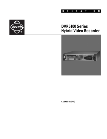 Pelco Hybrid Video Recorder DVR5100 Series Operation Manual | Manualzz