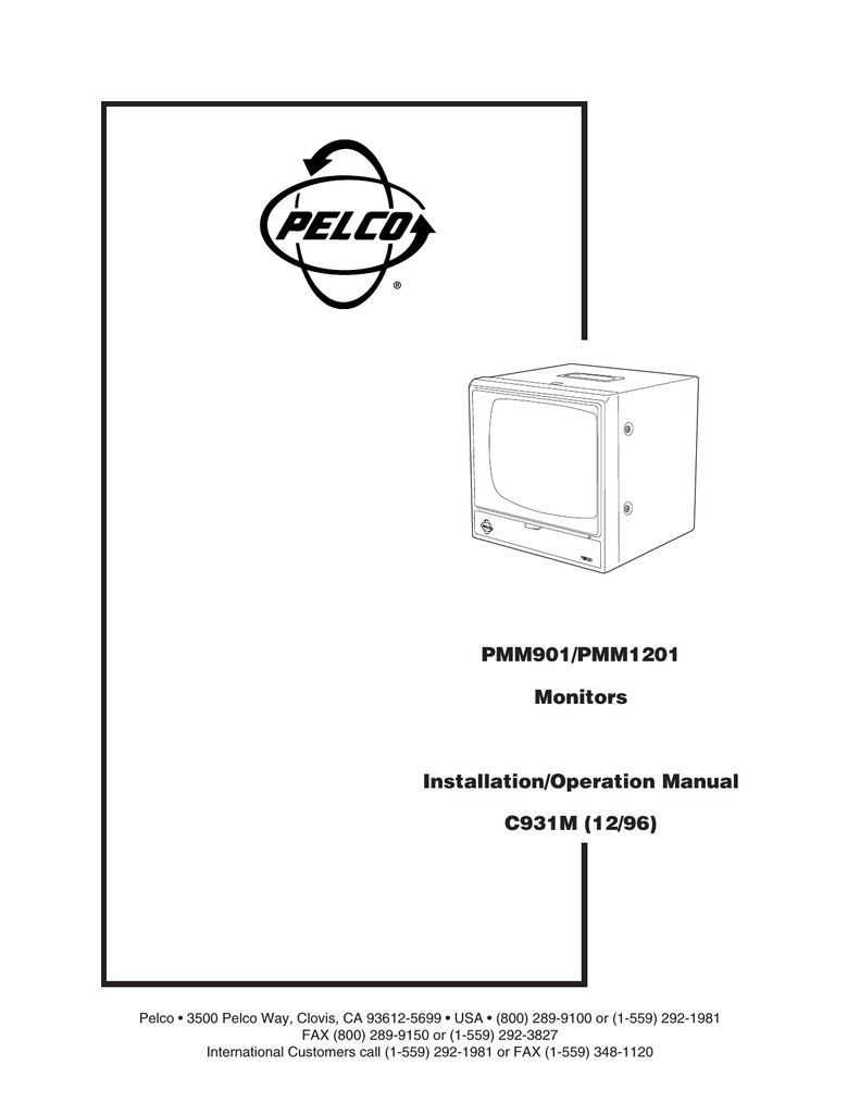Pelco PMM1201 Computer Monitor User Manual | Manualzz