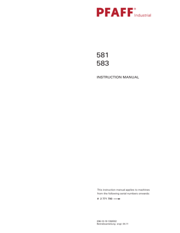 PFAFF 581, 583 Instruction Manual | Manualzz