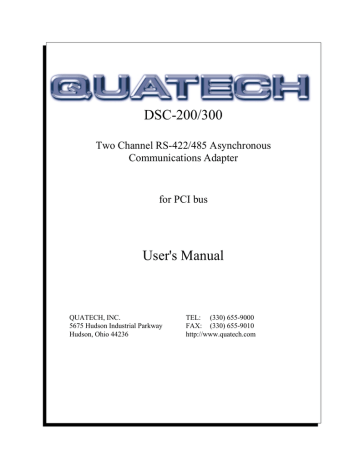 Quatech DSC 200/300 User's Manual | Manualzz