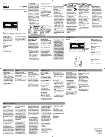 RCA RC10 Clock Radio User Manual | Manualzz