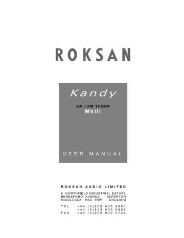 ROKSAN Tuner MkIII Kandy User Manual | Manualzz