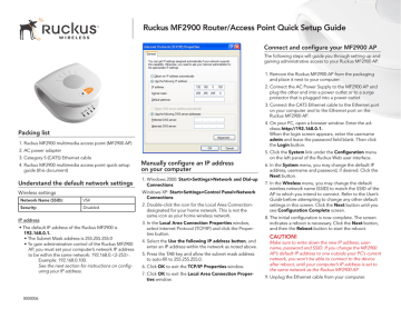 Ruckus MF2900 Quick Setup Guide | Manualzz