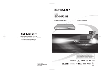 SHARP BD-HP21H Blu-ray Disc Player Operation Manual | Manualzz