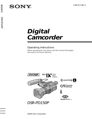 Sony DSR-PD150P Operating Instructions | Manualzz