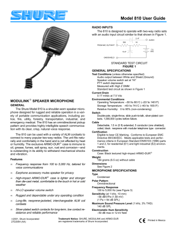 Shure 810 User Guide | Manualzz