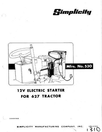Simplicity Electric Starter 627 Instructions | Manualzz