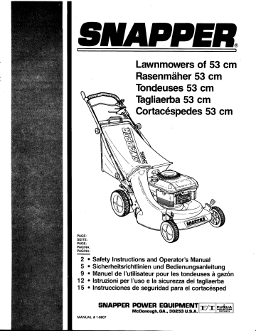 SNAPPER 53 cm lawnmower User manual | Manualzz