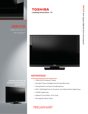 TOSHIBA RV52R 40RV52R LCD TV Details | Manualzz