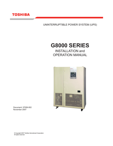 Toshiba G8000 SERIES UPS Installation and Operation Manual | Manualzz