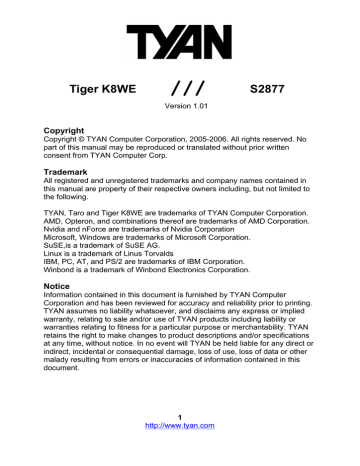 TYAN Tiger K8WE S2877 User Manual | Manualzz