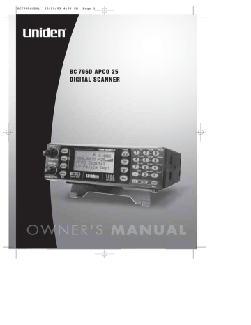 Uniden BC 796D APCO 25 Digital Scanner Owner's Manual | Manualzz