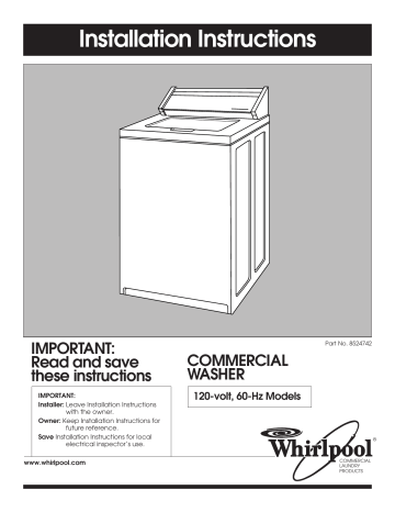 Whirlpool Washing Machine Installation Instructions | Manualzz