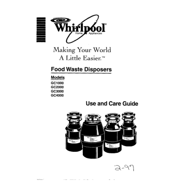 Whirlpool GC2000 Garbage Disposal User Manual | Manualzz