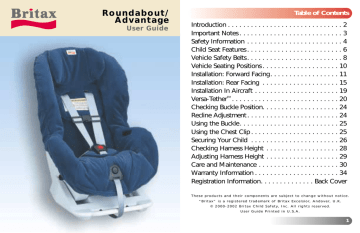 Britax Roundabout, Advantage User Guide | Manualzz