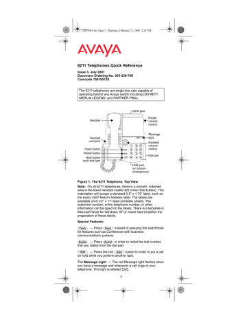 Avaya 6211 Telephones Quick Reference | Manualzz
