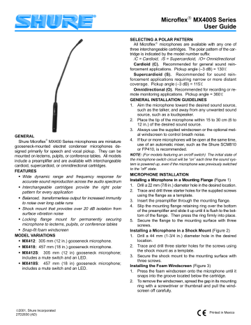 Shure Microflex MX400 Series User Guide | Manualzz