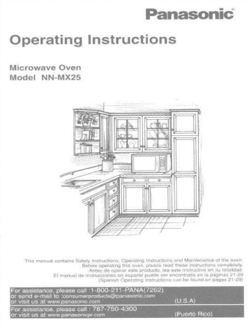 Panasonic NN-MX25 Microwave Oven Operating Instructions | Manualzz