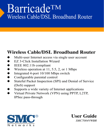 Wireless Broadband Router Barricade SMC7004VWBR User Guide | Manualzz