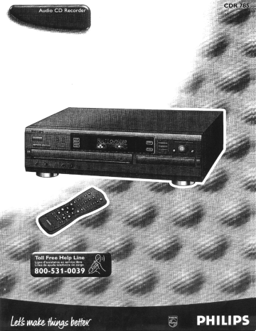 Philips CDR 785 CD Recorder User Manual | Manualzz