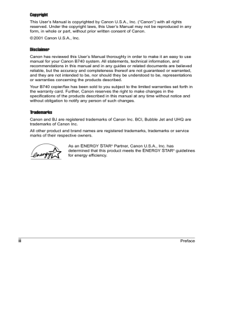 Canon B740 User’s Manual | Manualzz
