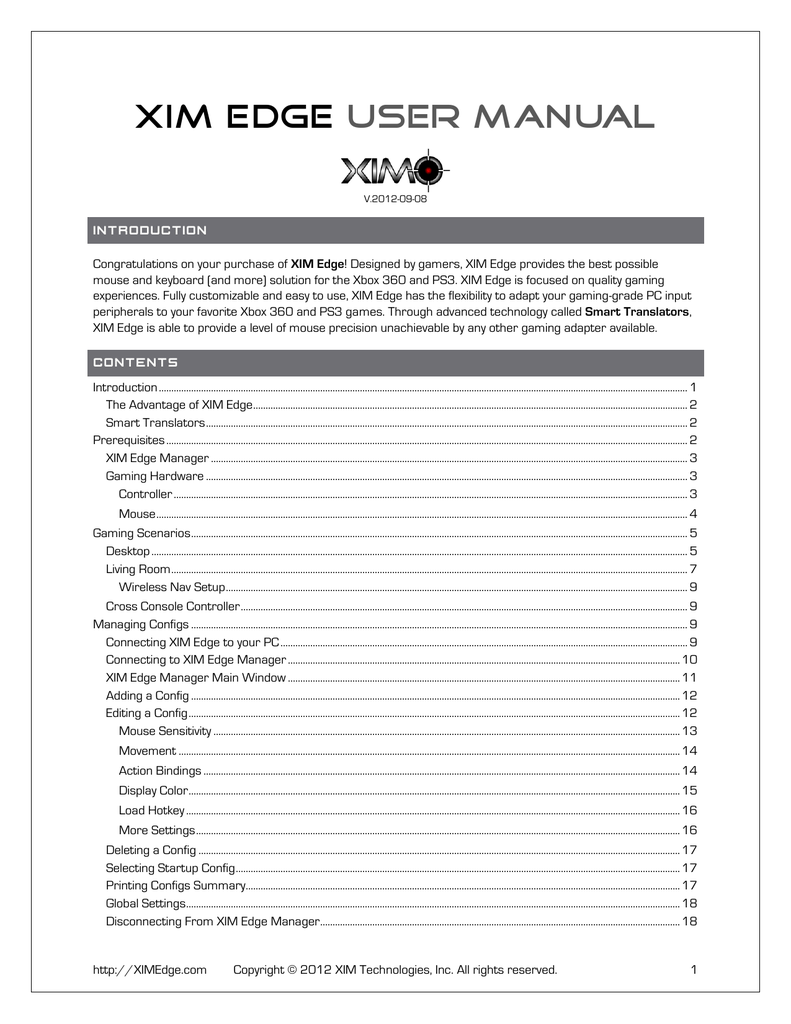 XIM Edge User Manual | Manualzz