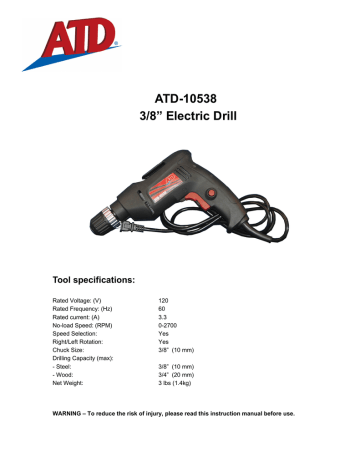 ATD Tools ATD-10538 Instruction manual | Manualzz