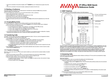 Avaya IP Phone 9640 Quick Reference Guide | Manualzz