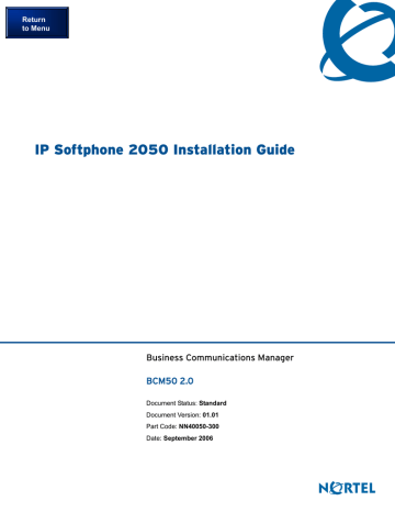 Nortel IP Softphone 2050 Installation Guide | Manualzz