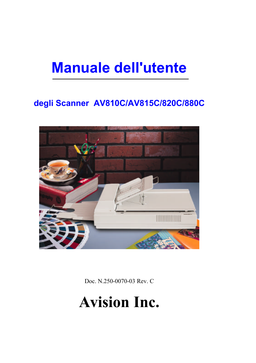 Avision AV830C Document Scanner Manuale utente | Manualzz