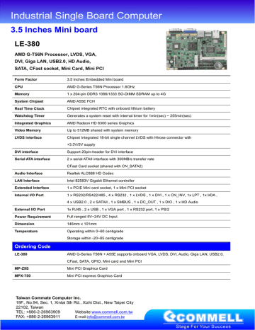 Commell LE-380 Datasheet | Manualzz