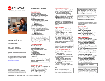 Polycom SoundPoint IP 601 User guide | Manualzz