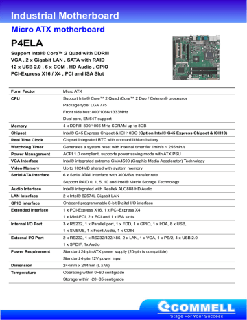 Commell P4ELA Datasheet | Manualzz