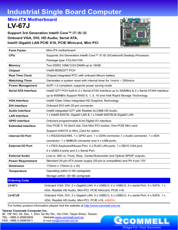 Commell LV-67J Datasheet | Manualzz