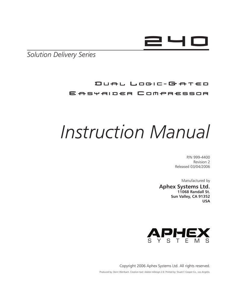 Aphex 240 Instruction manual | Manualzz