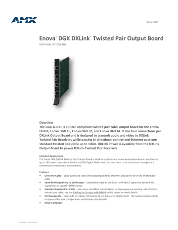 AMX DGX-O-DXL enova dgx output boards Data Sheet | Manualzz