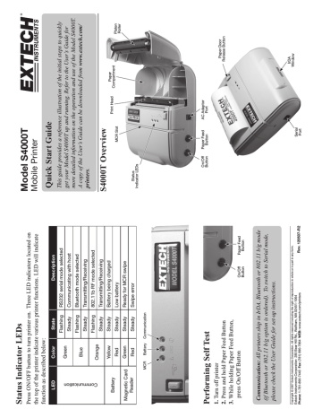 Extech Mobile Printer S4000T Quick Start Guide | Manualzz