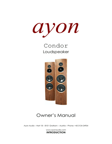 Ayon Condor Loudspeakers Owner's Manual | Manualzz