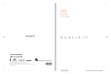 Sony MBD-Q005 Flat Panel Television User manual | Manualzz