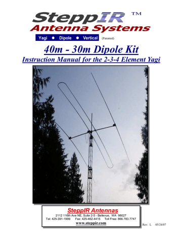 SteppIR Yagi Antenna 40m - 30m Dipole Instruction Manual | Manualzz