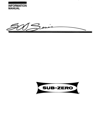 Sub-Zero 501R Refrigerator Owner's Manual | Manualzz